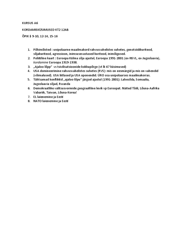 A6 Kordamine KT2 N3-N4 12AB | PDF