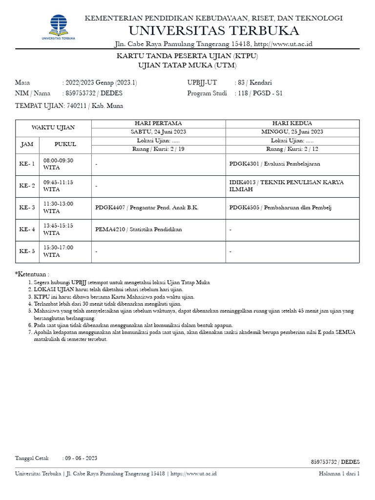 UT - Sistem Informasi Akademik | PDF
