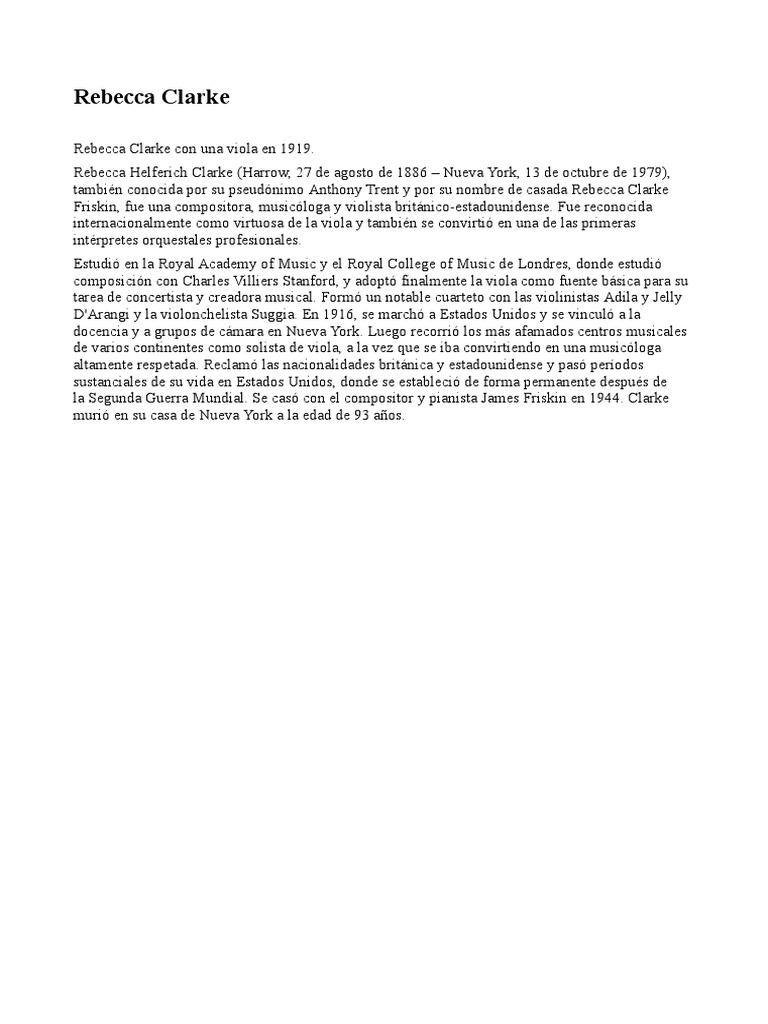 Rebecca Clarke: Vida y legado musical | PDF