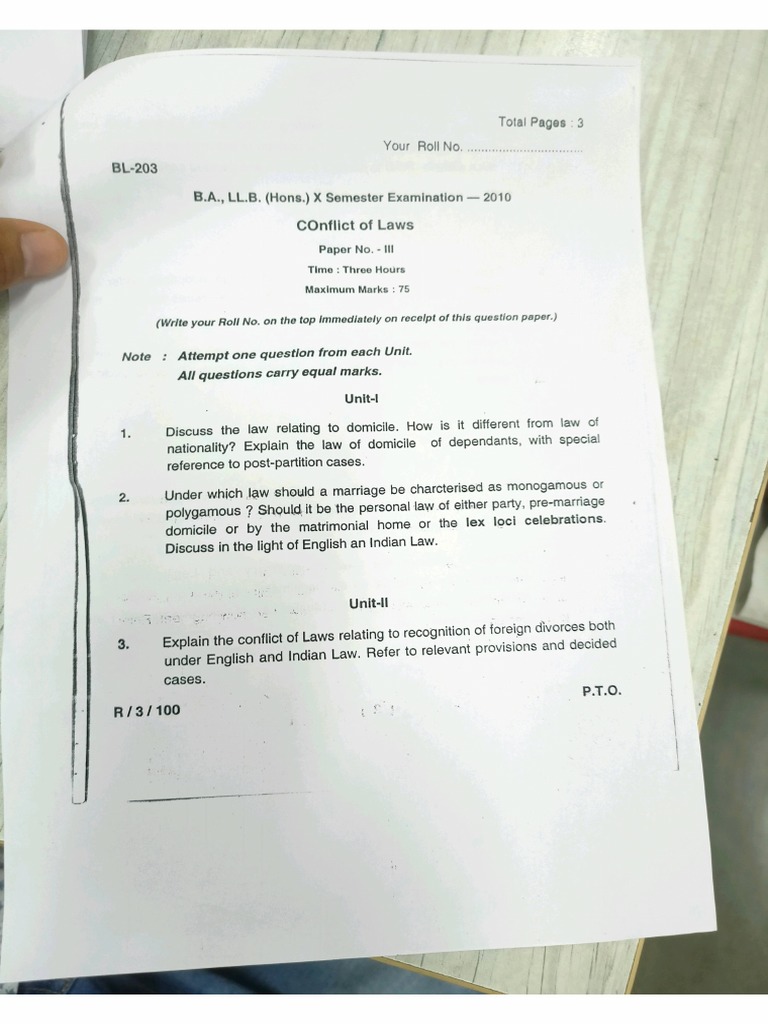 PYQ (Conflict of Law) | PDF