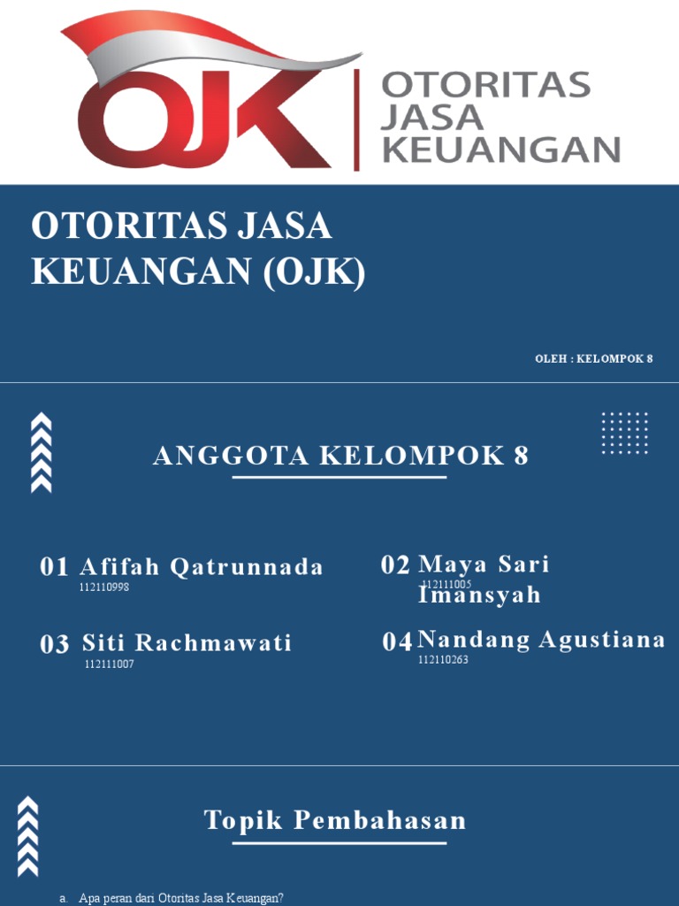 Otoritas Jasa Keuangan (Ojk) : Oleh: Kelompok 8 | PDF