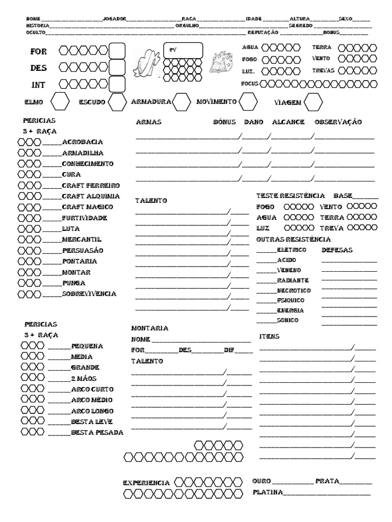 Nova Ficha de Personagem Dungeons Dragons d6 Dados | PDF