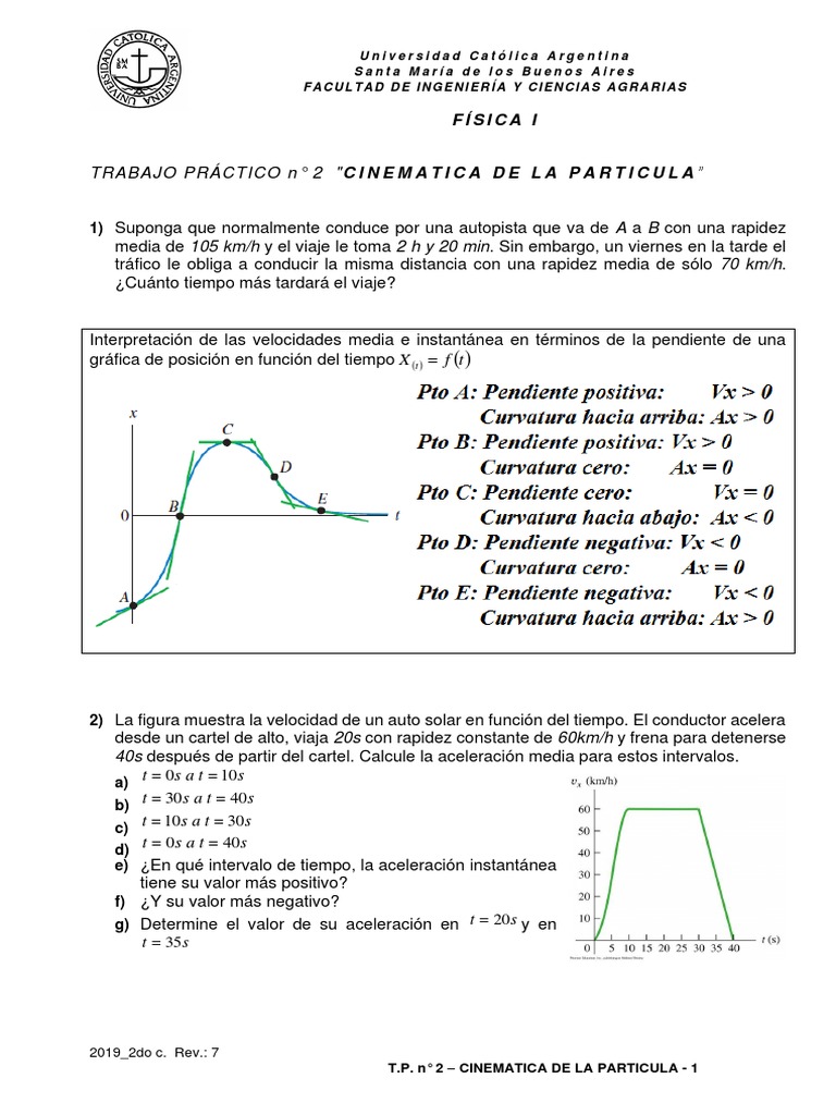 TP Nâ° 2 CINEMÃ TICA DE LA PARTÃ CULAâ 2019 - 2C | PDF