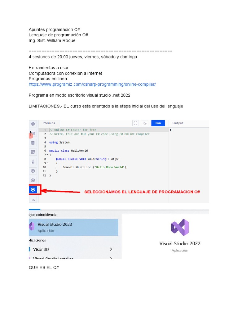Apuntes Programacion C# | PDF
