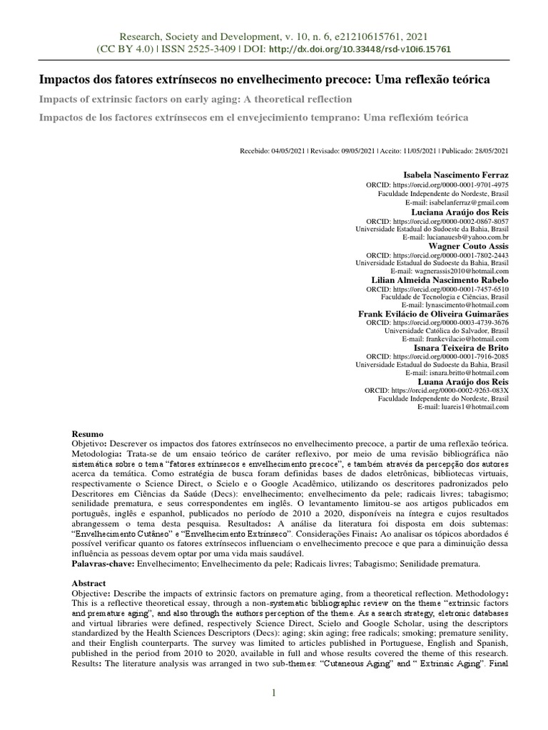 Envelhecimento extrínseco | PDF