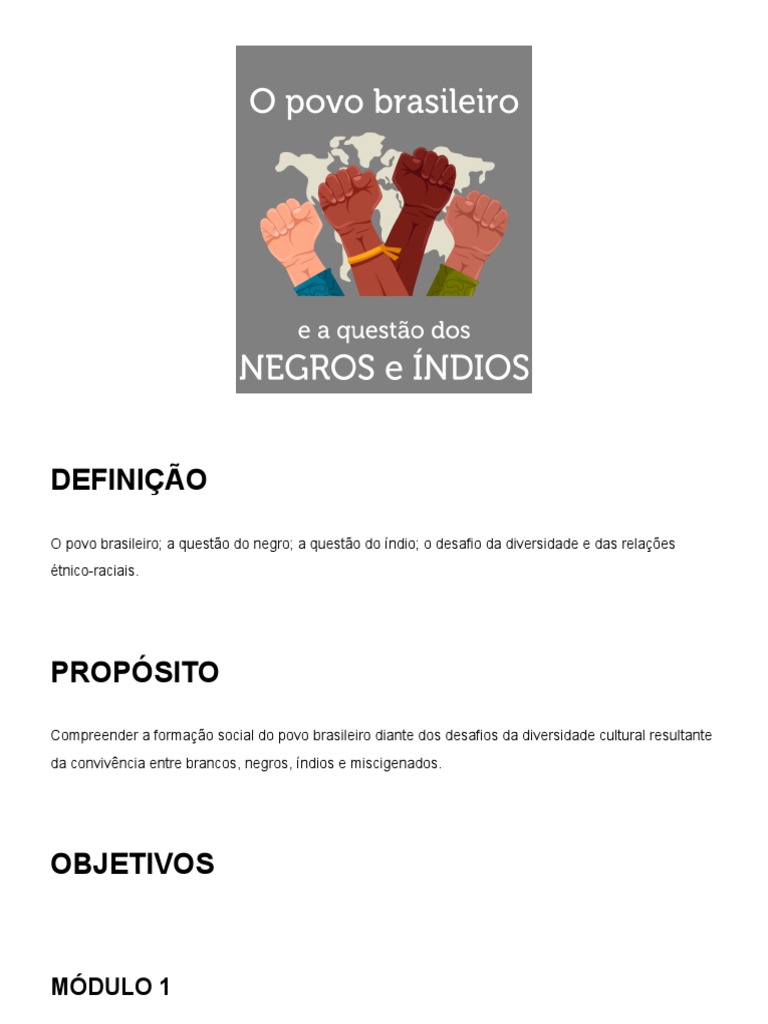 O Povo Brasileiro e A Questão Dos Negros e Índios | PDF