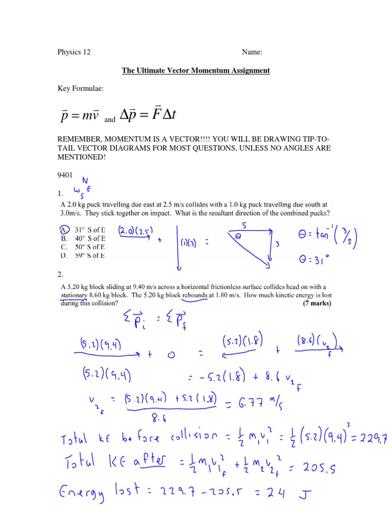 Ultimate Momentum Assignment Answers | PDF