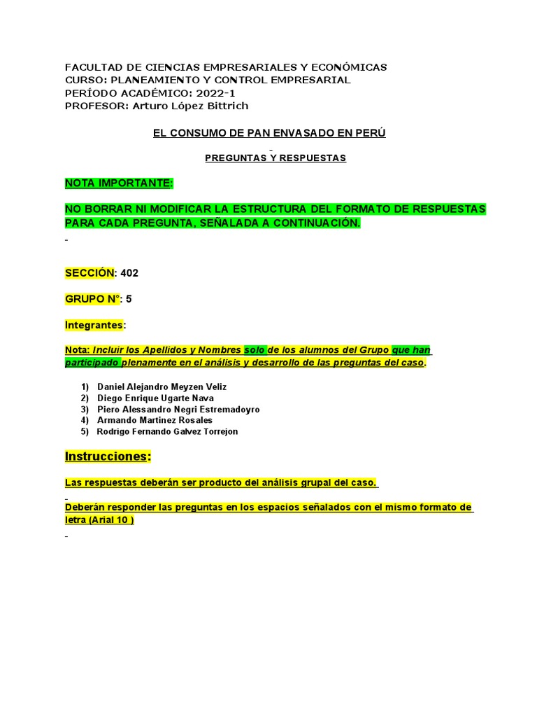 Caso Pan Planeamiento | PDF