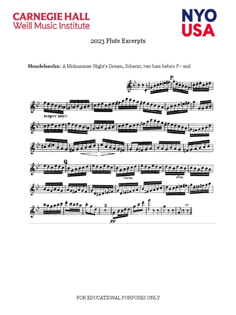 2023 Flute Excerpts for Study | PDF | Art