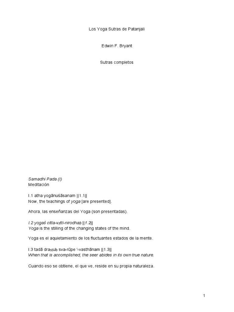 Los Yoga Sutras de Patanjali-Edwin Bryant | PDF | Filosofía india ...