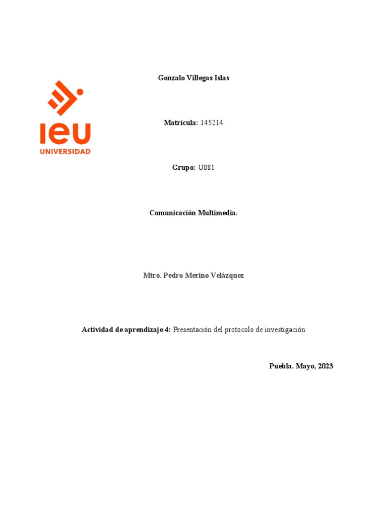 Presentacion Protocolo de Investigacion | PDF