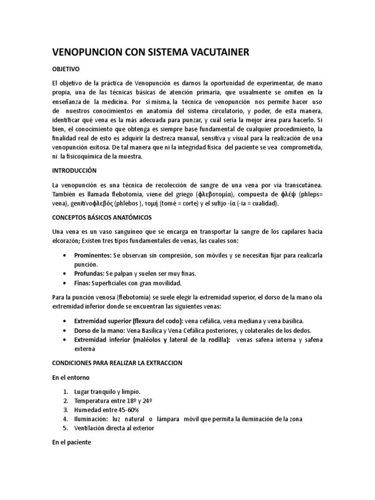 Venopuncion Con Sistema Vacutainer | PDF