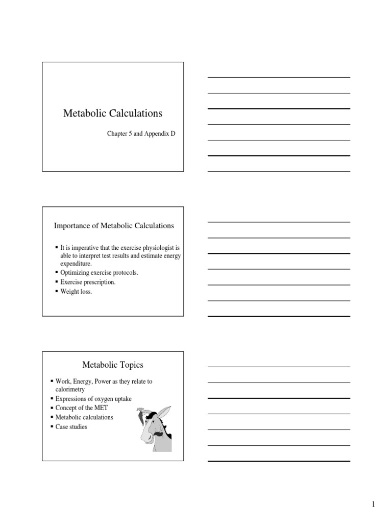 Metabolic Calculations ACSM PowePoint | PDF | Calorie | Chemistry