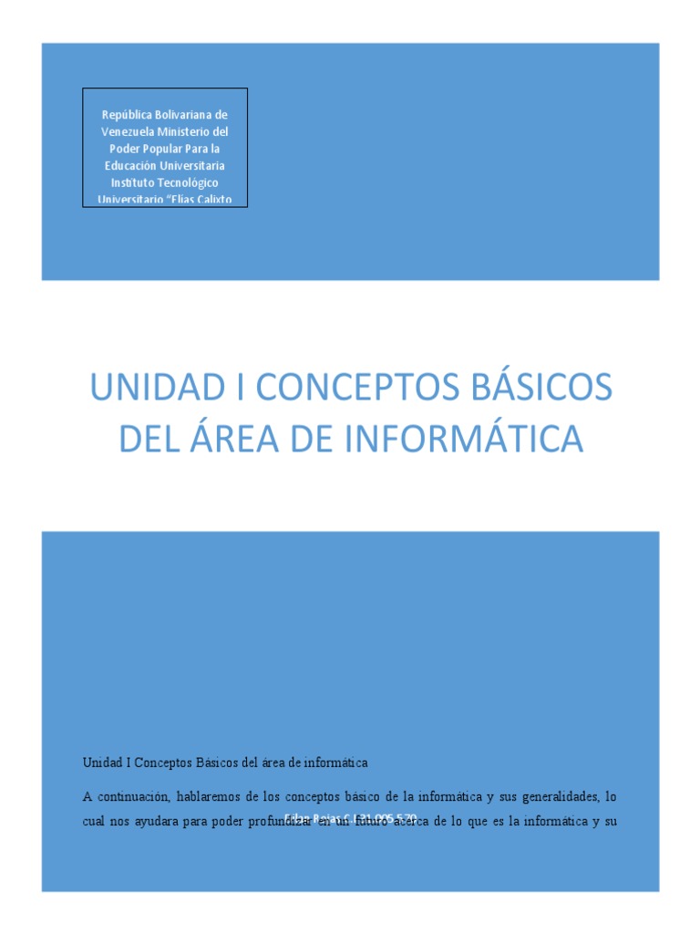 Unidad I Conceptos Básicos Del Área de Informática 1 | PDF | Hardware ...