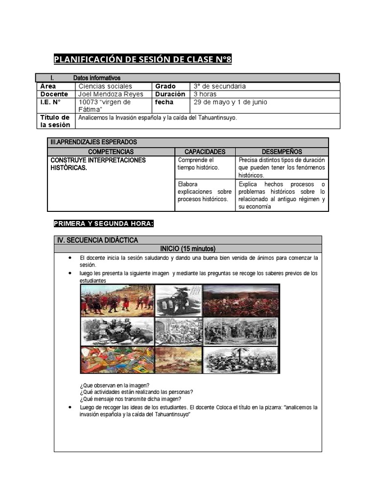 SESIÓN DE CLASE N.8 de 3año | PDF