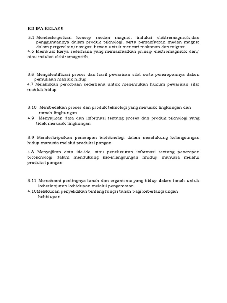KD Ipa Kelas 9 | PDF