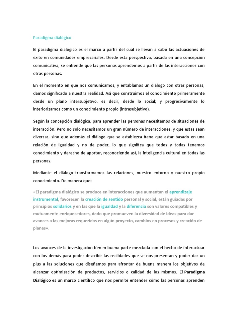 Paradigma Dialógico | PDF | Crecimiento personal y profesional