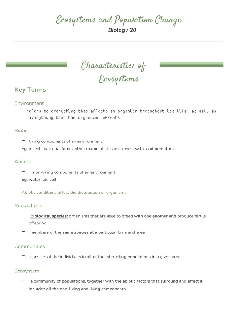 Bio 20 - Ecosystems and Population Change | PDF | Evolution ...