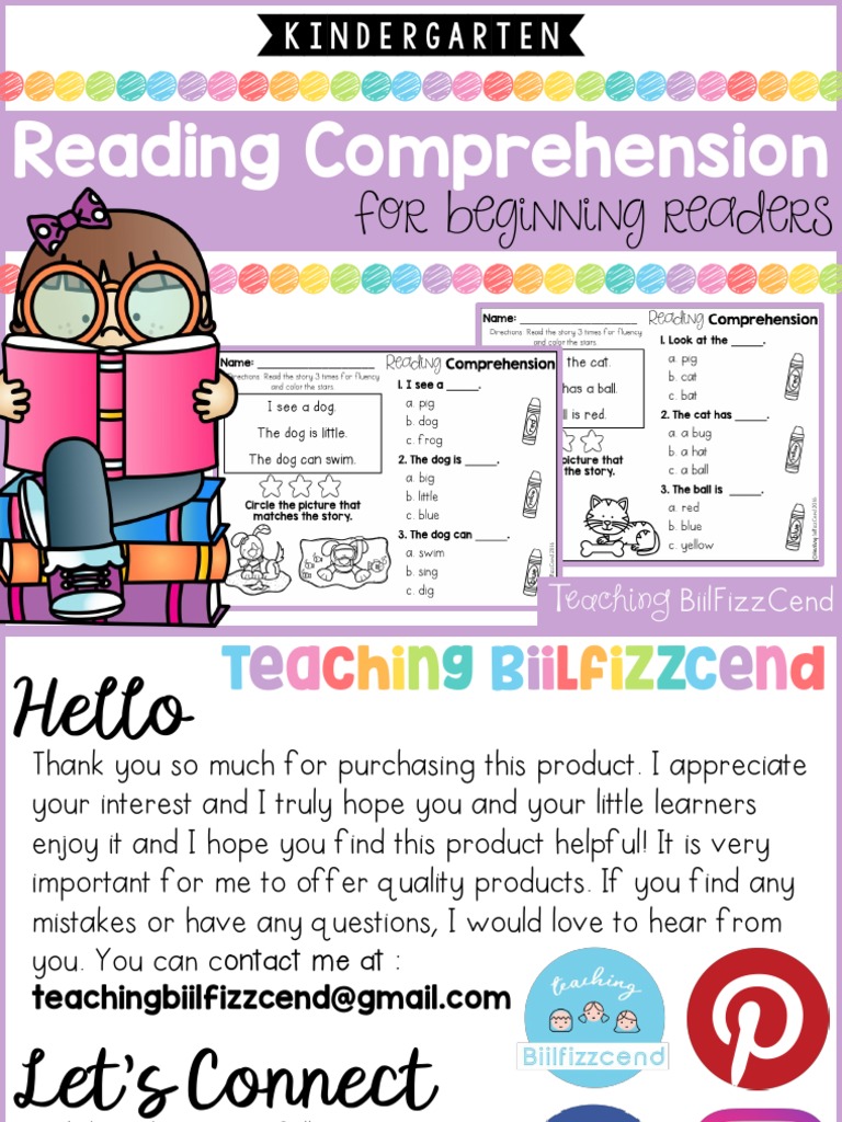 Kindergarten Reading Comprehension 1 | PDF | Learning