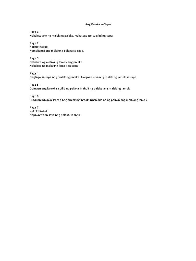 Ang Palaka Sa Sapa - Filipino Translation | PDF