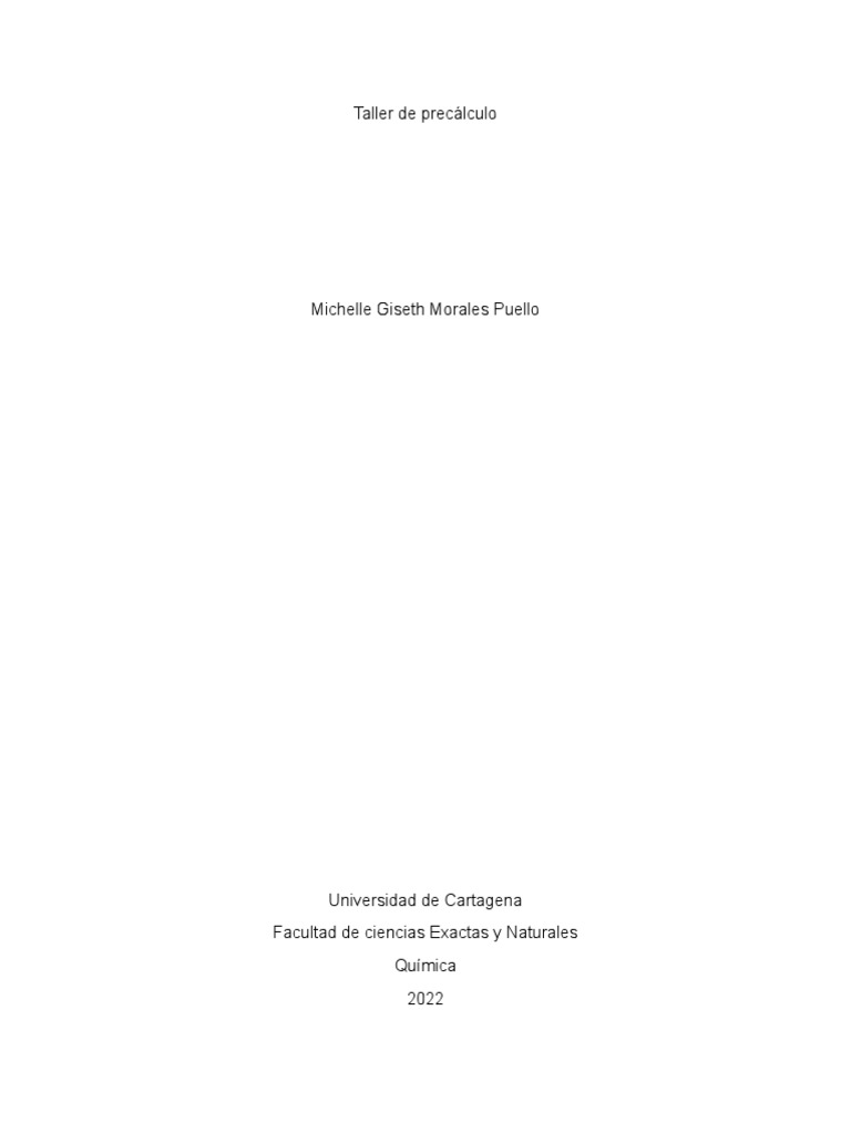 Taller de Precálculo | PDF | Matemáticas | Matemáticas Aplicadas