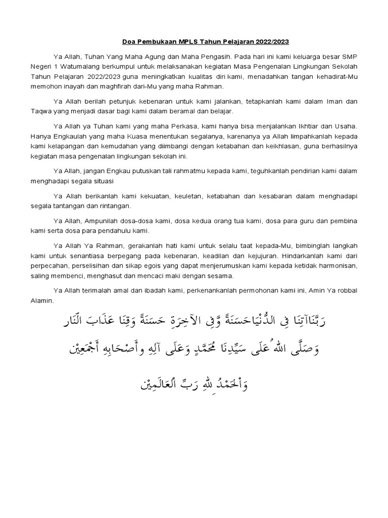 Doa Pembukaan MPLS | PDF