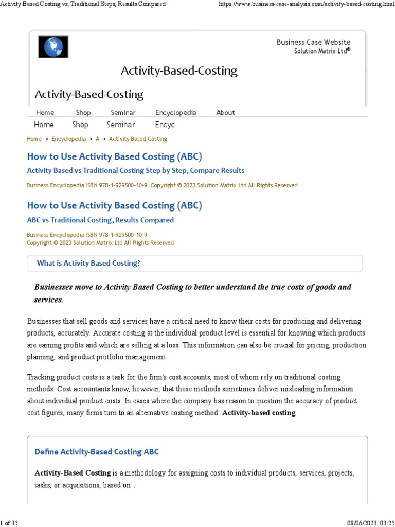 Activity Based Costing Vs Traditional Steps Results Compared