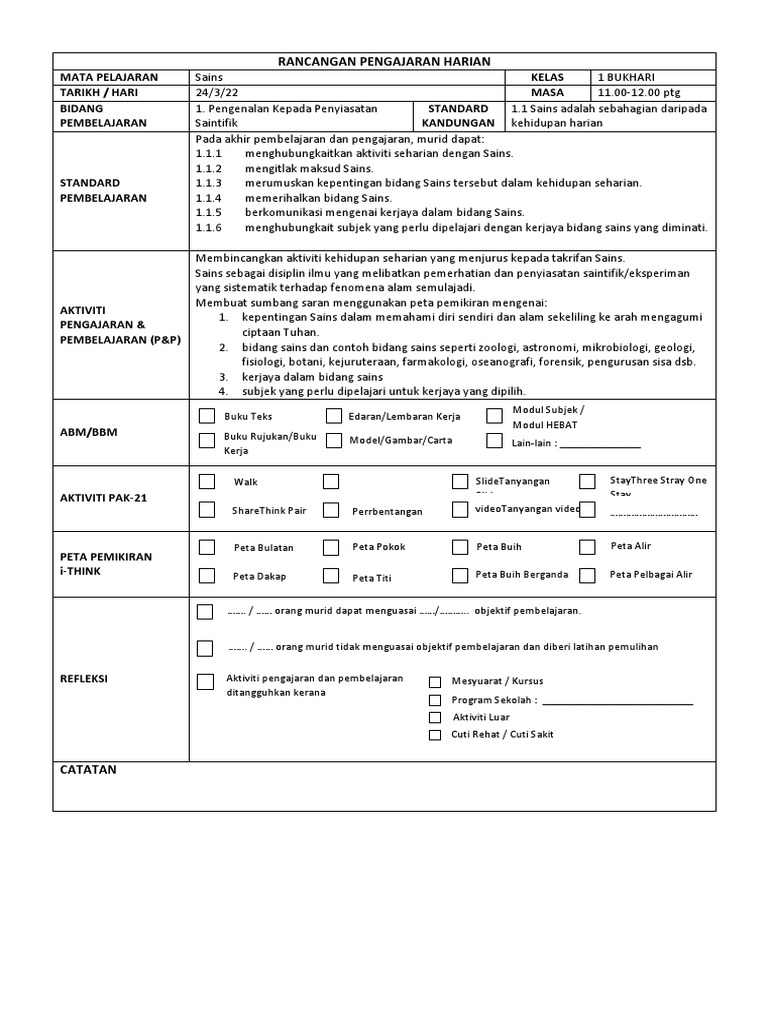 RPH TINGKATAN 1 | PDF