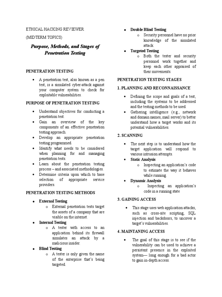 Ethical Hacking Reviewer | PDF | Penetration Test | Cybercrime