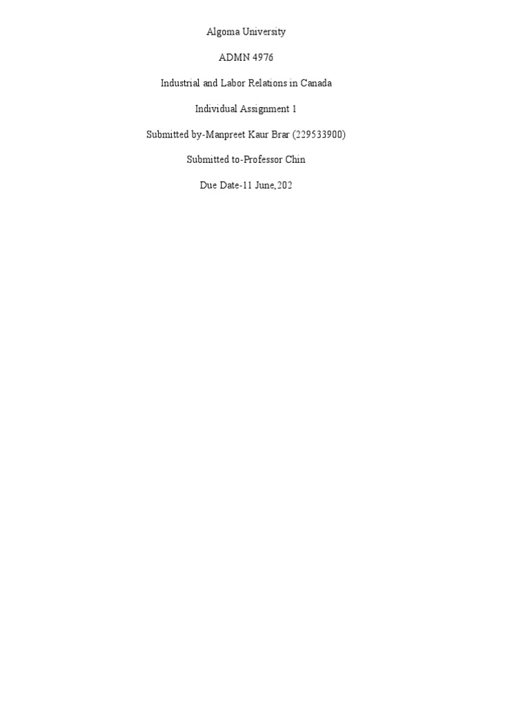 ADMN4976 Individual Assignment | PDF | Strike Action | Employment