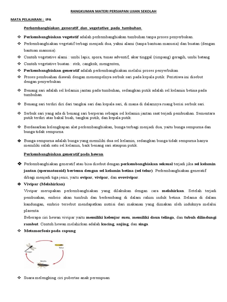 Rangkuman Materi Ipa & Ips Persiapan Ujian Sekolah | PDF