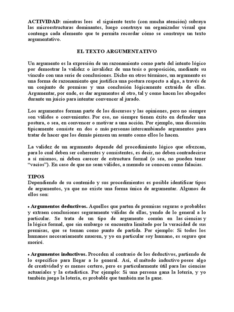Textos Argumentativos | PDF | Argumento | Evidencia
