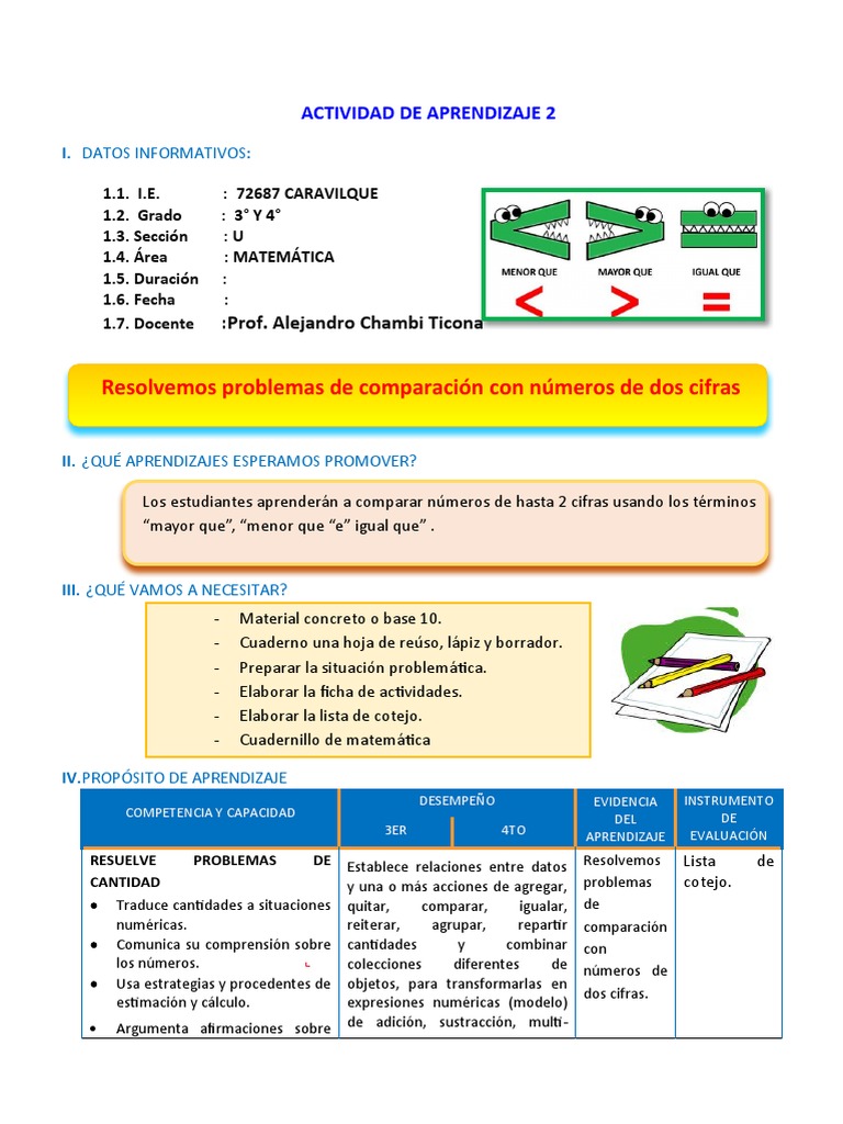 Problemas de comparación para primaria | PDF