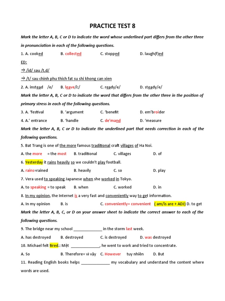 Practice Test 8 | PDF