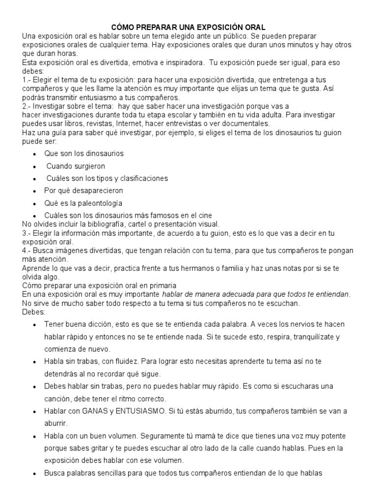 CÓMO PREPARAR UNA EXPOSICIÓN ORAL | PDF