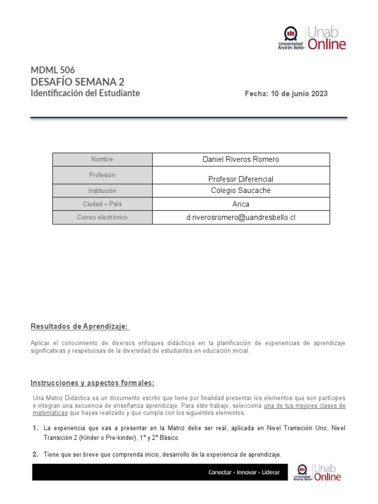 mdml506 - s2 - Desafio Semana 2 Daniel Riveros Romero D.riverosromero ...