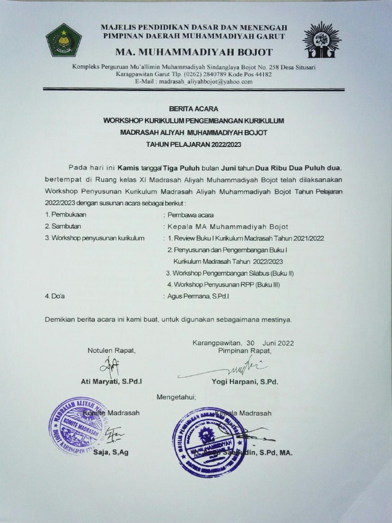 Dokumen Rekomendasi Dari Hasil Evaluasi (Notulen Rapat) | PDF