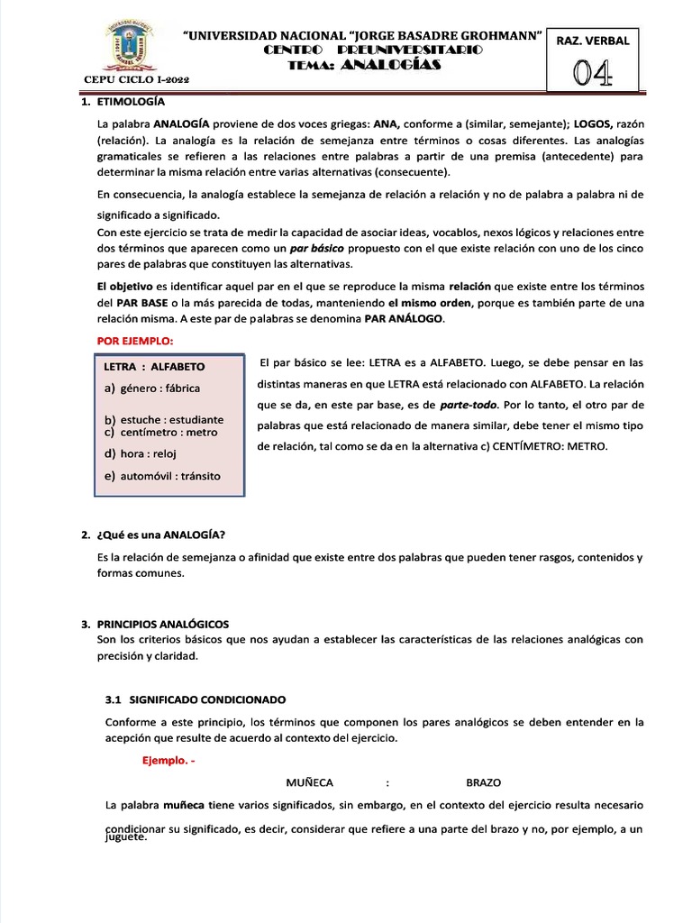 PDF Pract 04 Razonamiento Verbal - Compress | PDF | Analogía PDF Pract 04 Razonamiento Verbal - Compress | PDF | Analogía