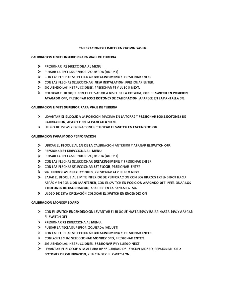 Calibracion de Limites en Crown Saver | PDF