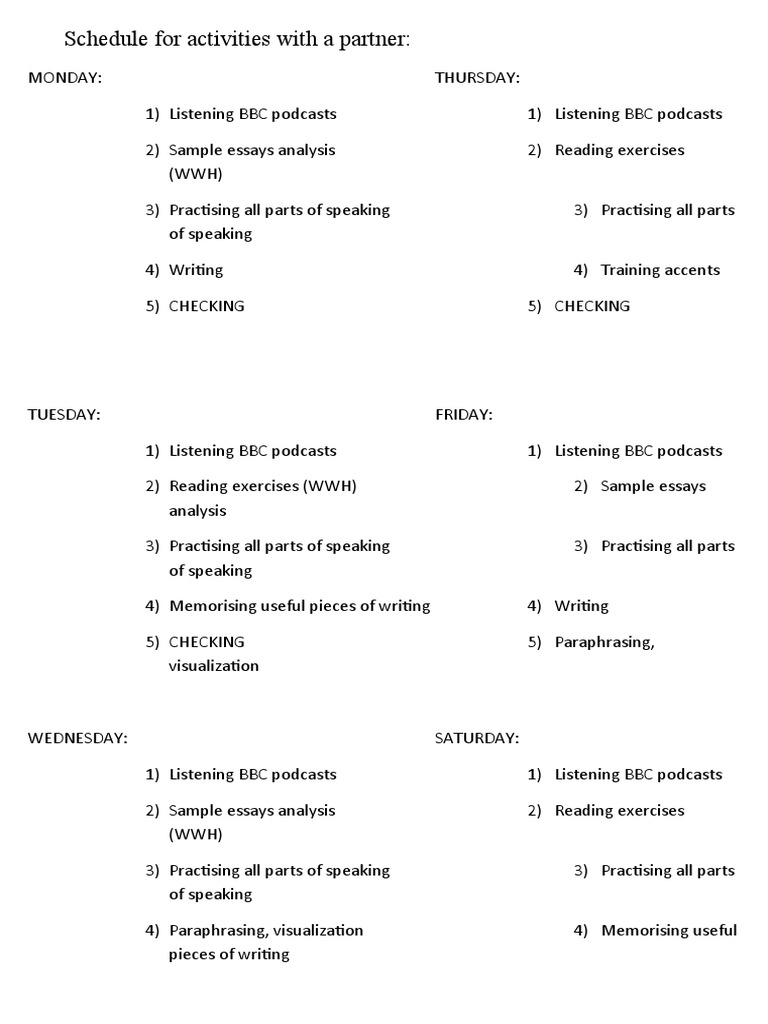 IELTS 8 Timetable | PDF