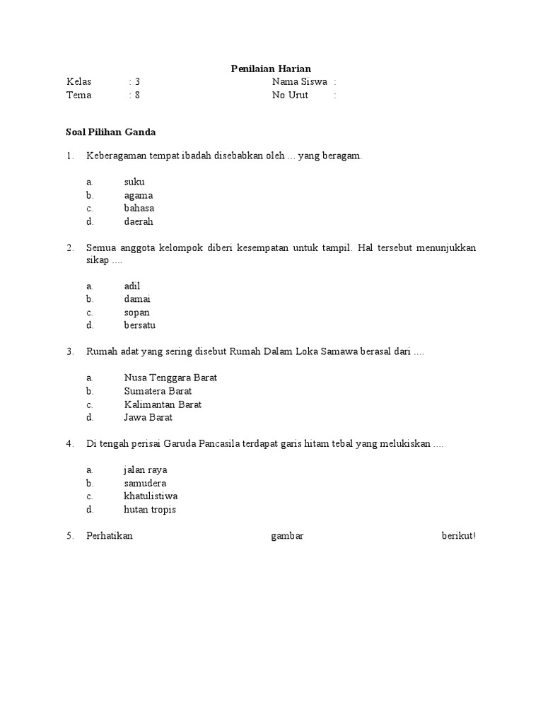 Soal PH Kelas 3 Tema 8 | PDF