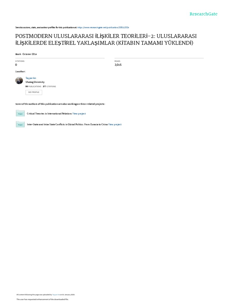 Postmodern Uluslararasi İlişkiler Teorileri-2: Uluslararasi İ Lişkilerde Eleştirel Yaklaşimlar ...