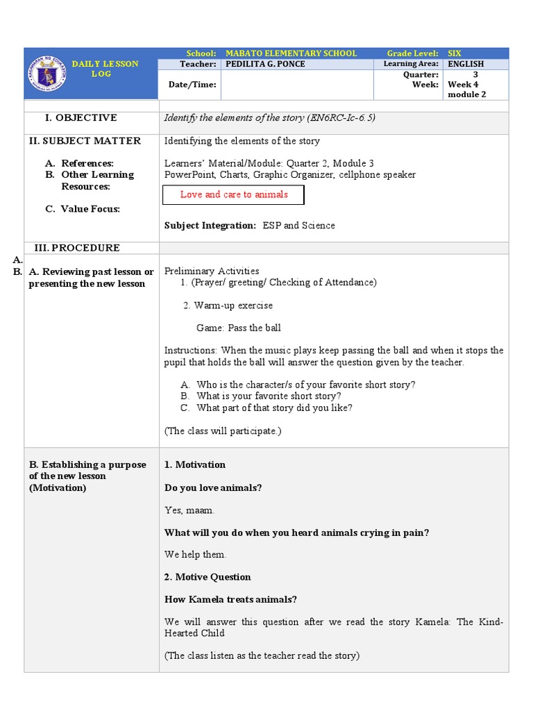 COT in English6 | PDF | Narration