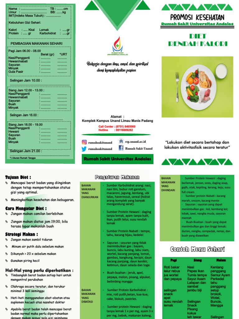 Leaflet Diet Rendah Kalori | PDF