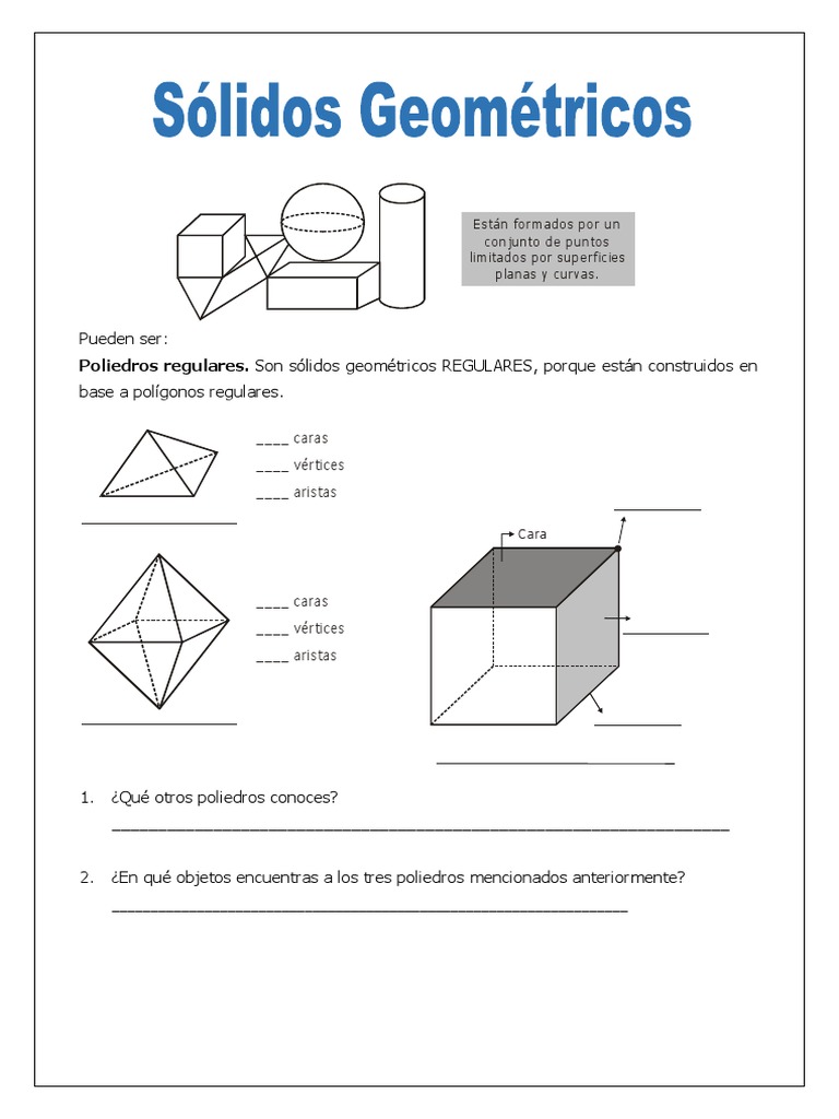 FICHA Solidos-Geometricos | PDF | Geometría | Geometría euclidiana