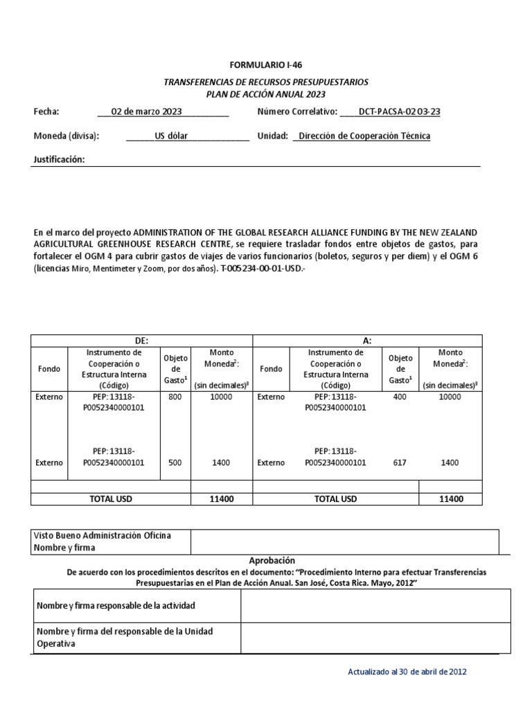 Formulario de Transferencia DCT -ACSA 02 02 2023 | PDF