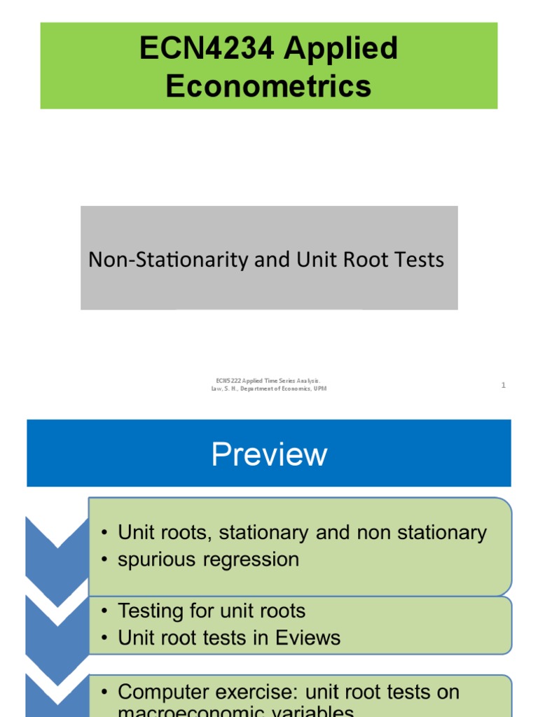 Non Stationarity Unit Root Pdf Stationary Process Regression Analysis