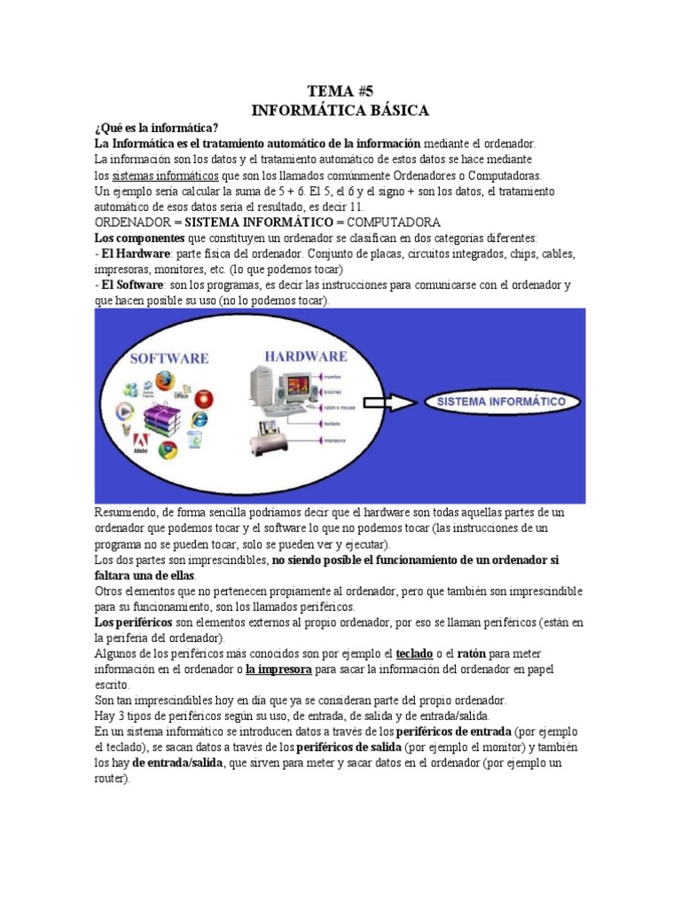 TEMA #5 INFORMATICA BASICA | PDF | Periférico | Poco