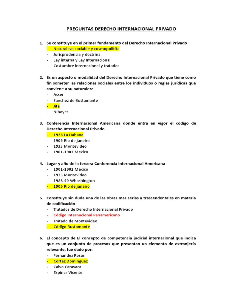 Preguntas Derecho Internacional Privado | PDF | Política | Ciencias sociales