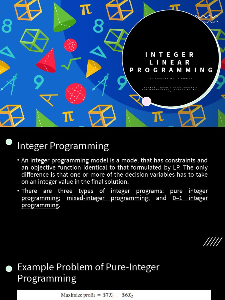 Lesson 1 Integer Linear Programming | PDF | Linear Programming | Systems Analysis